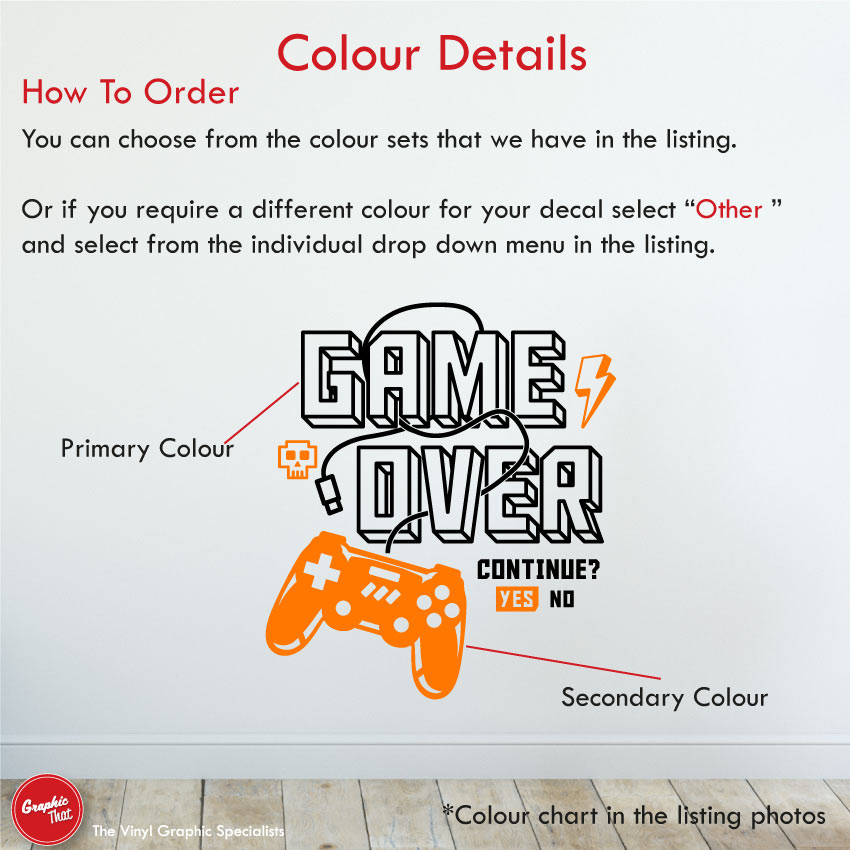 Game Over Vibrant Gaming Wall Art Decal – Graphic That