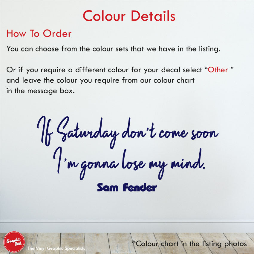 Sam Fender Saturday Music Lyrics Wall Decal – Graphic That