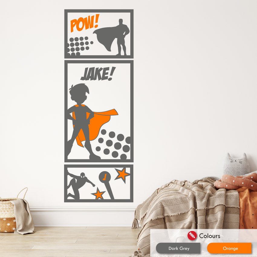 Comic Strip Superhero Personalised Wall Decal – Graphic That