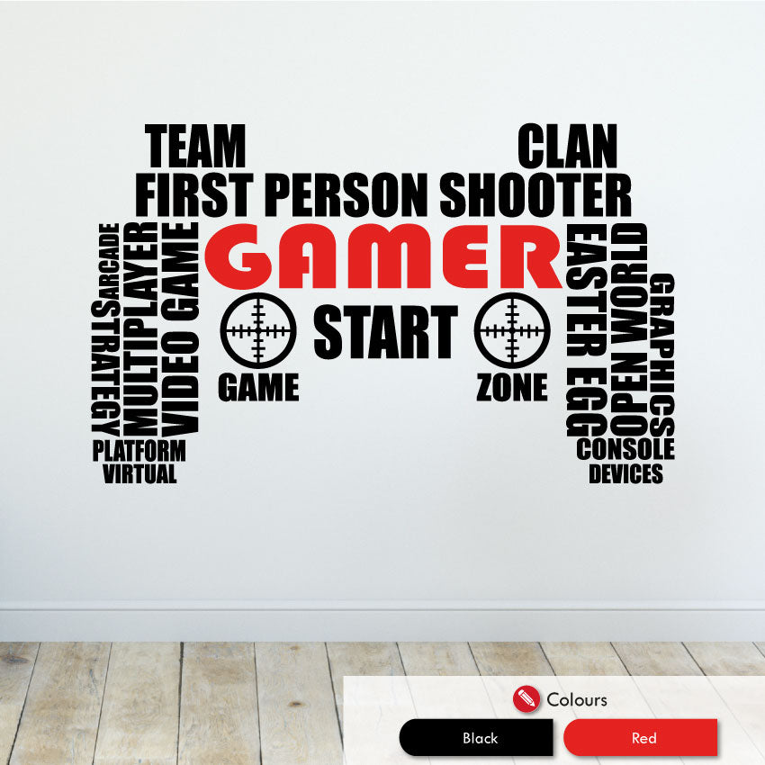 Gaming Word Cloud Wall Art Sticker – Graphic That