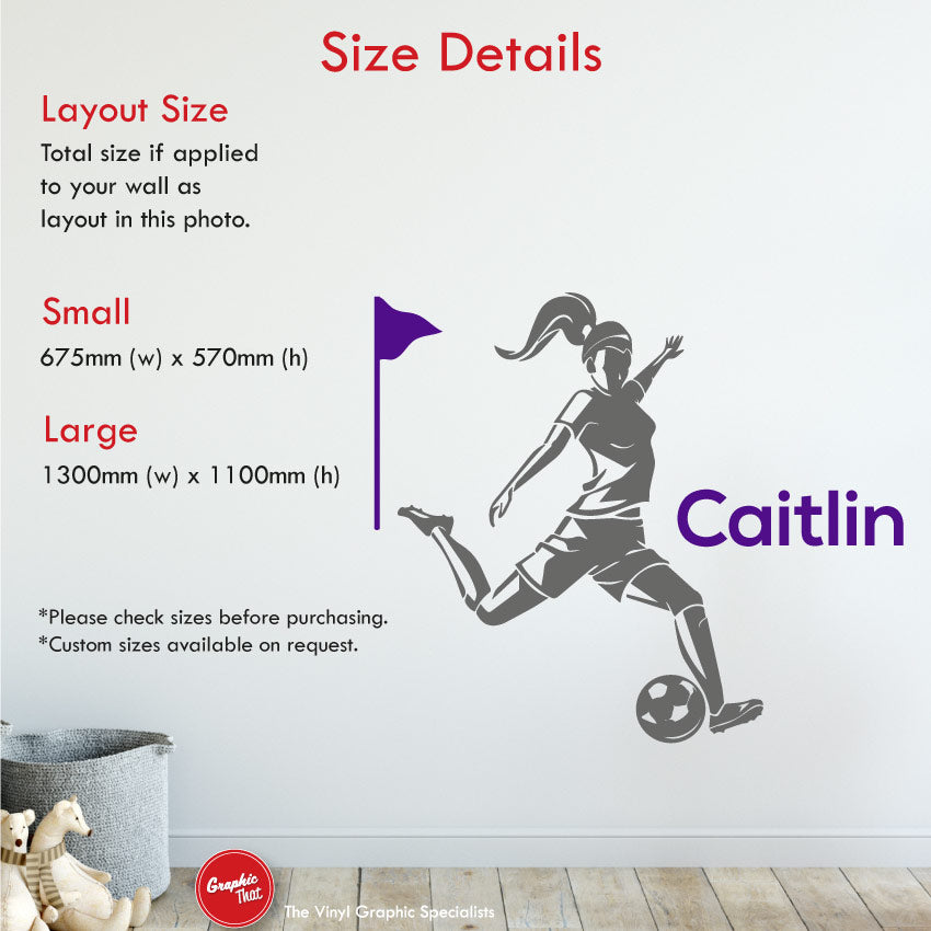 Female Footballer Personalised Wall Sticker – Graphic That