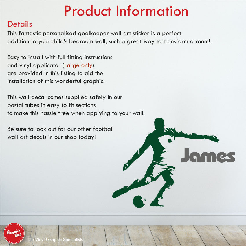 Goalkeeper Personalised Wall Sticker – Graphic That